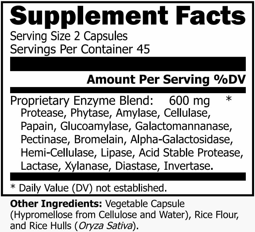 90 capsules of digestive enzyme support