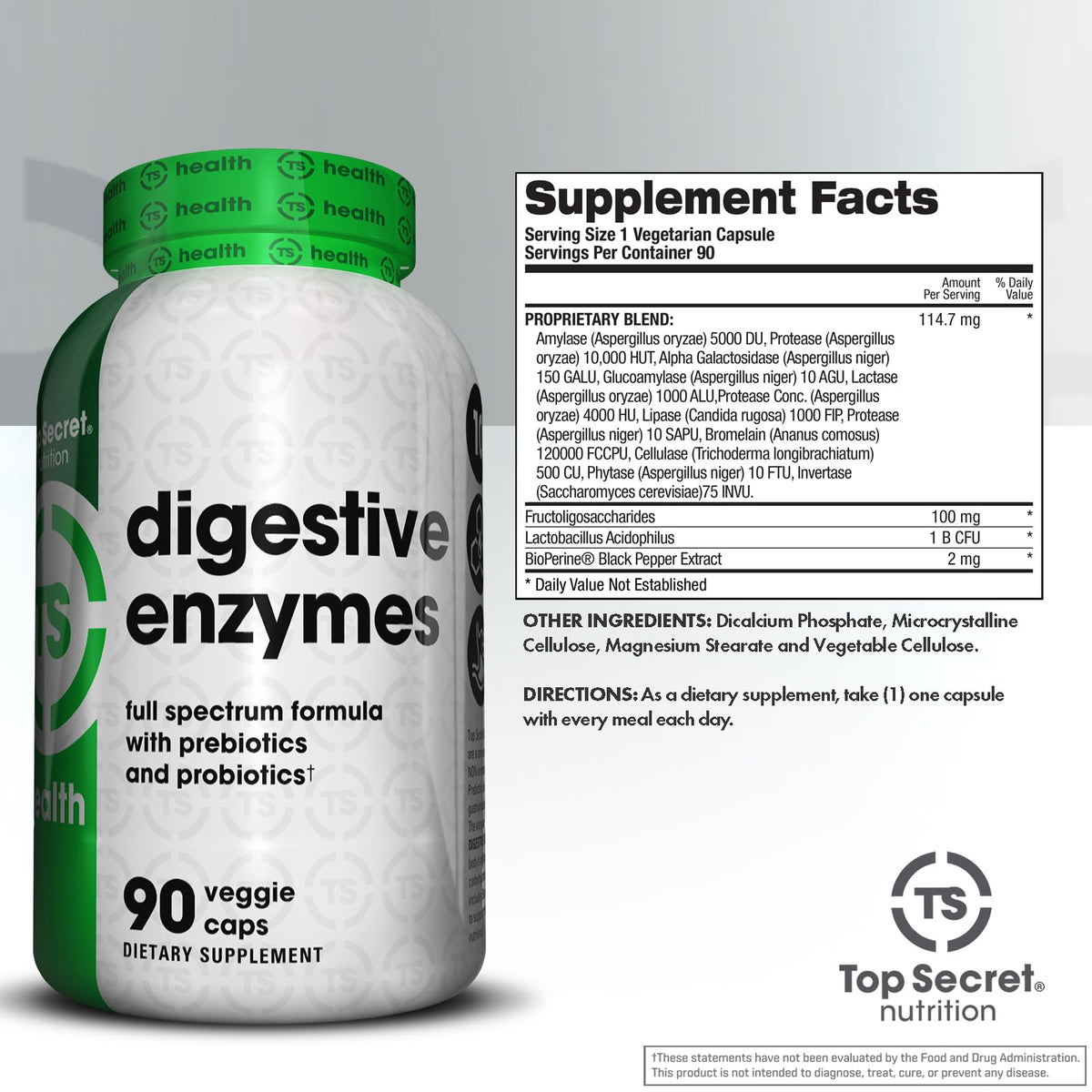 90 capsules of digestive enzymes for gut health