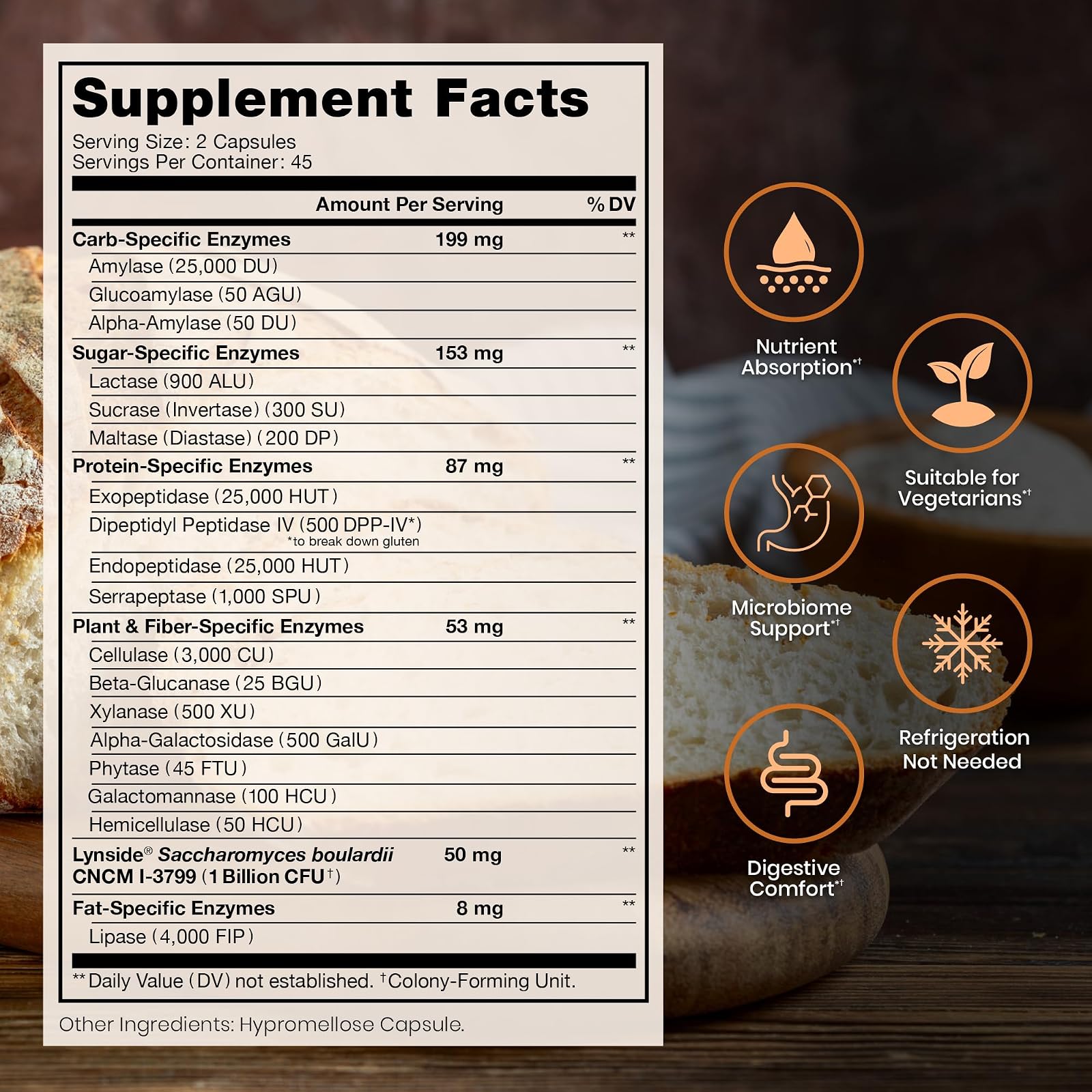 90 capsules of digestive enzymes