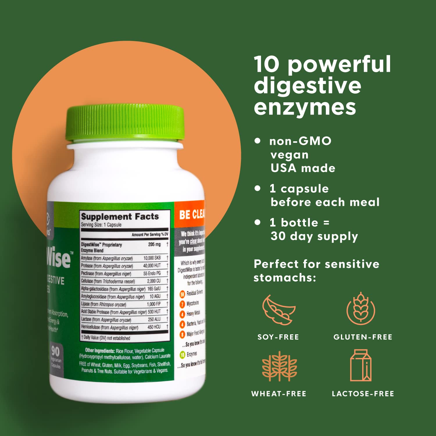 90 capsules of DigestWise enzymes