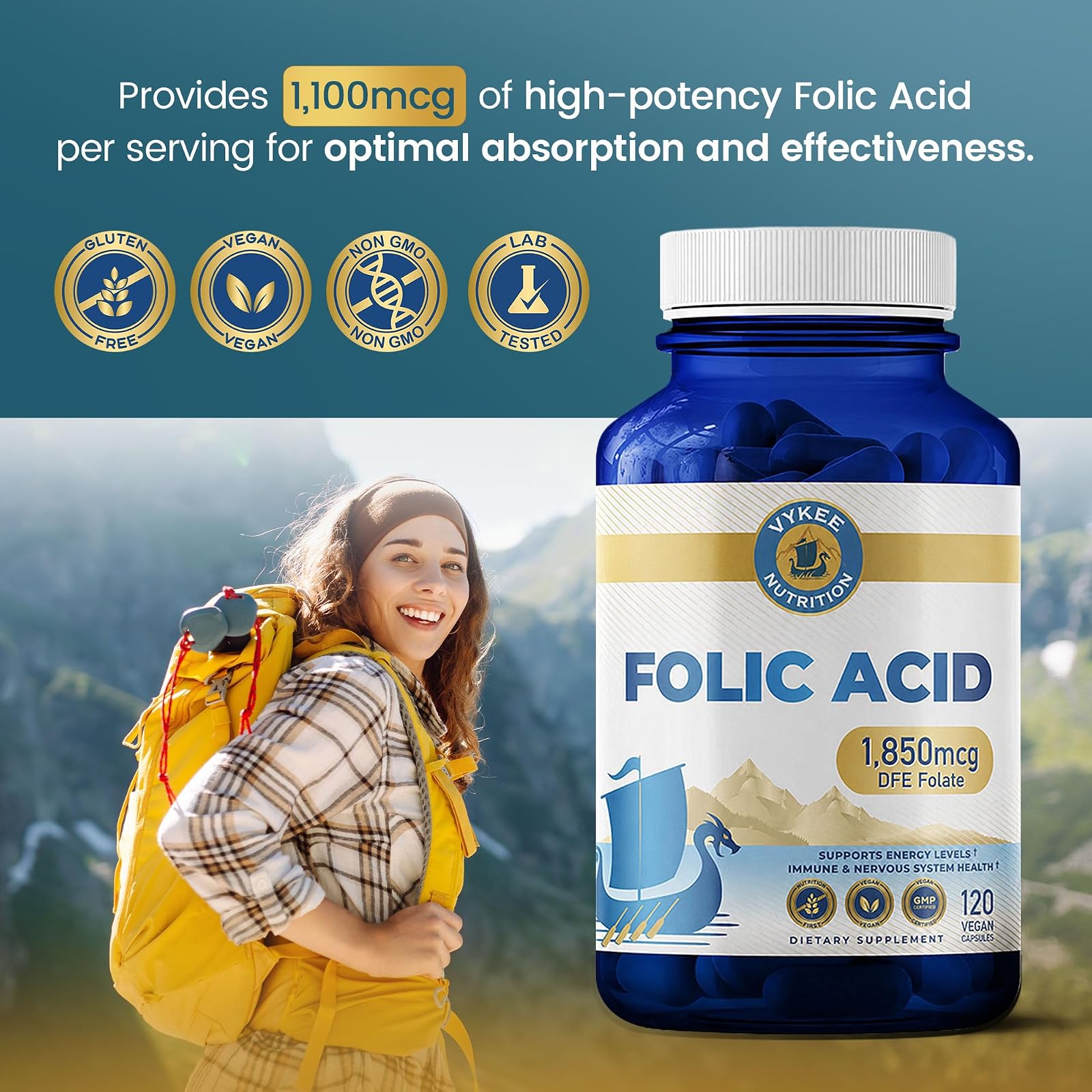 90 capsules of folic acid