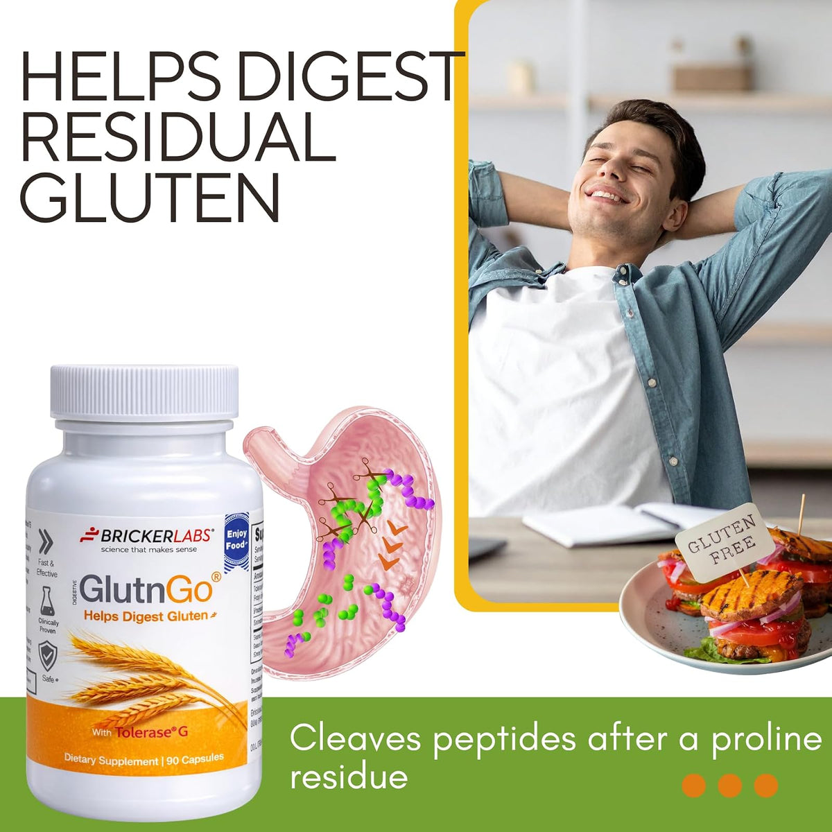 90 capsules of gluten digestive support