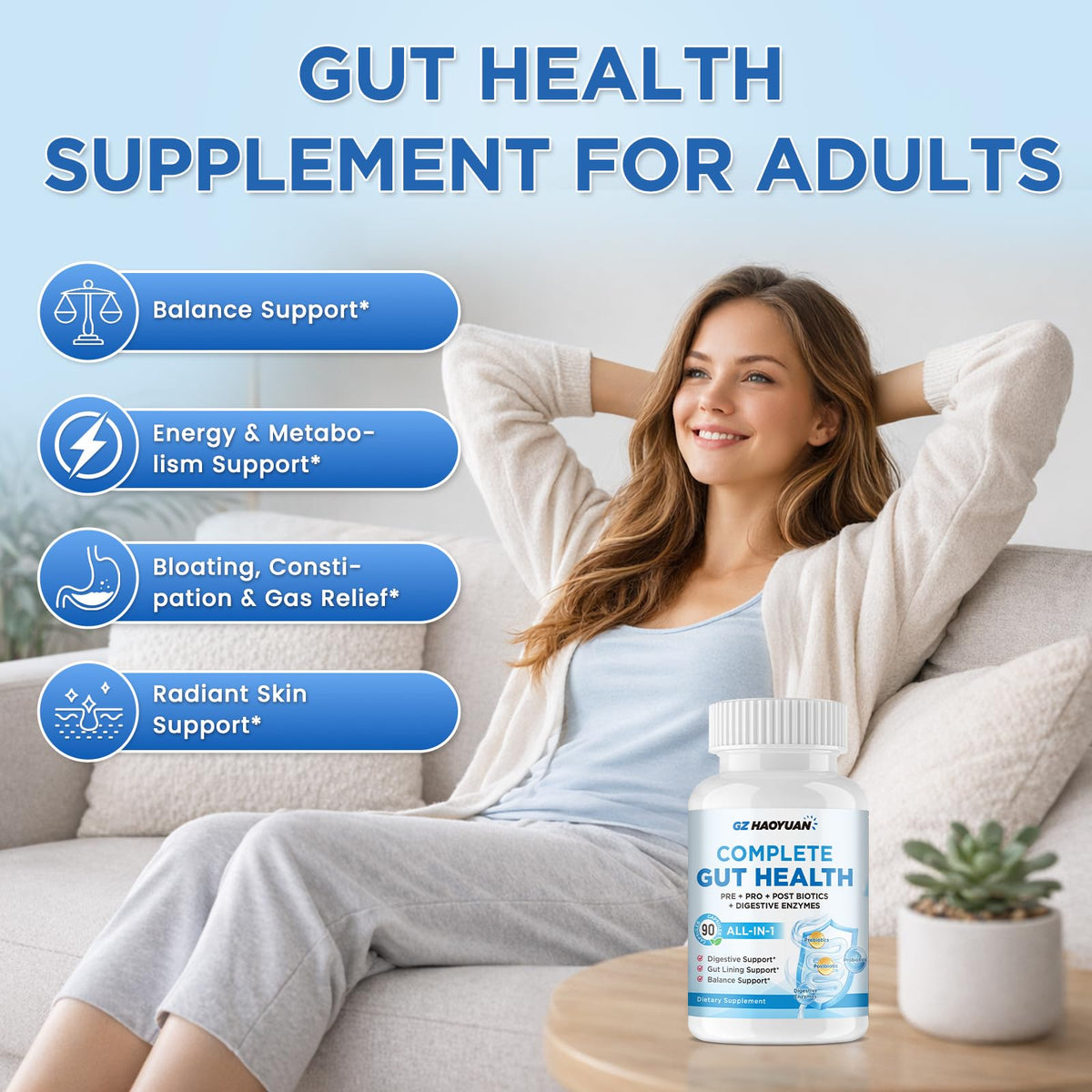 90 capsules of gut support
