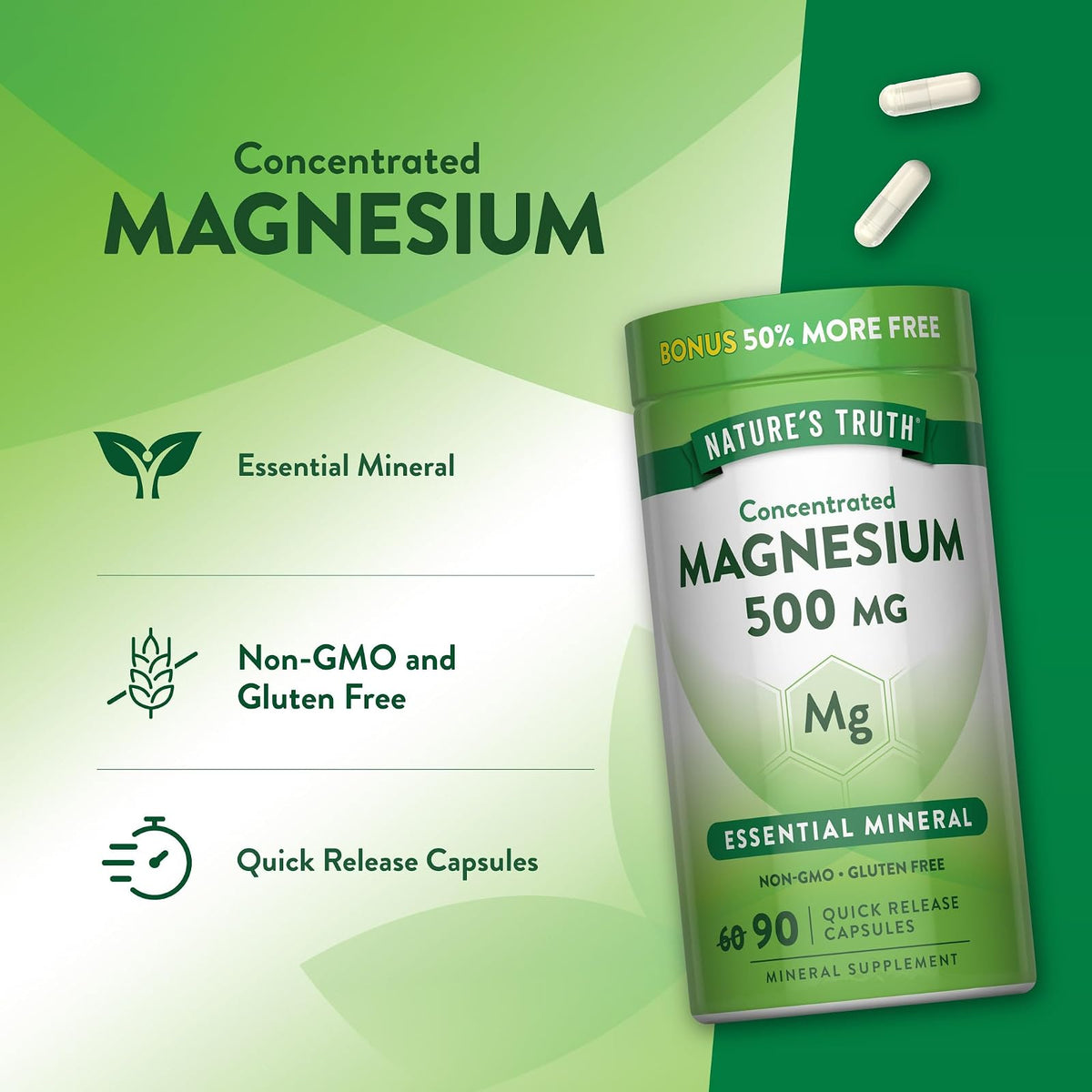90 capsules of magnesium for health
