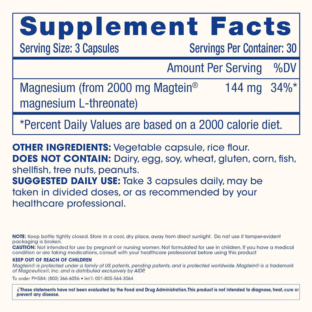 90 capsules of magnesium L-Threonate