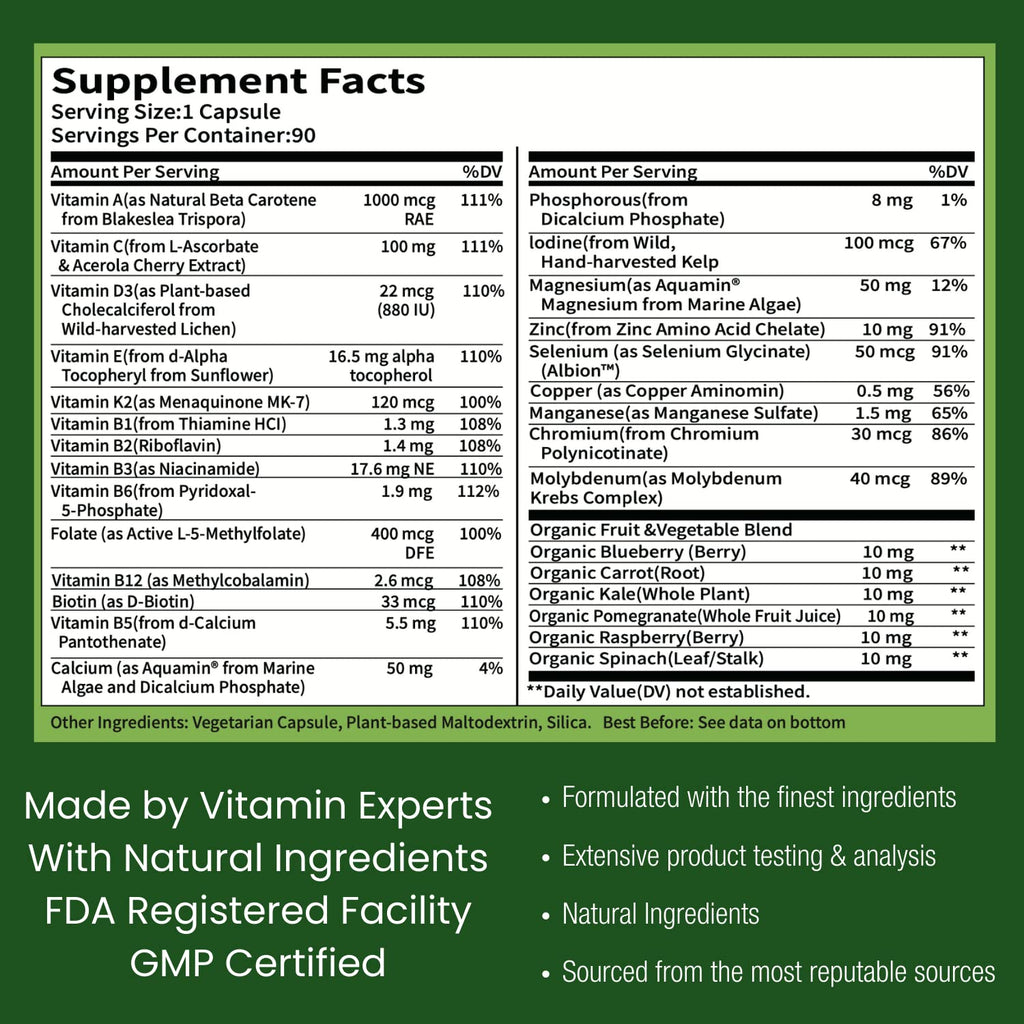 90 capsules of men's daily vitamins