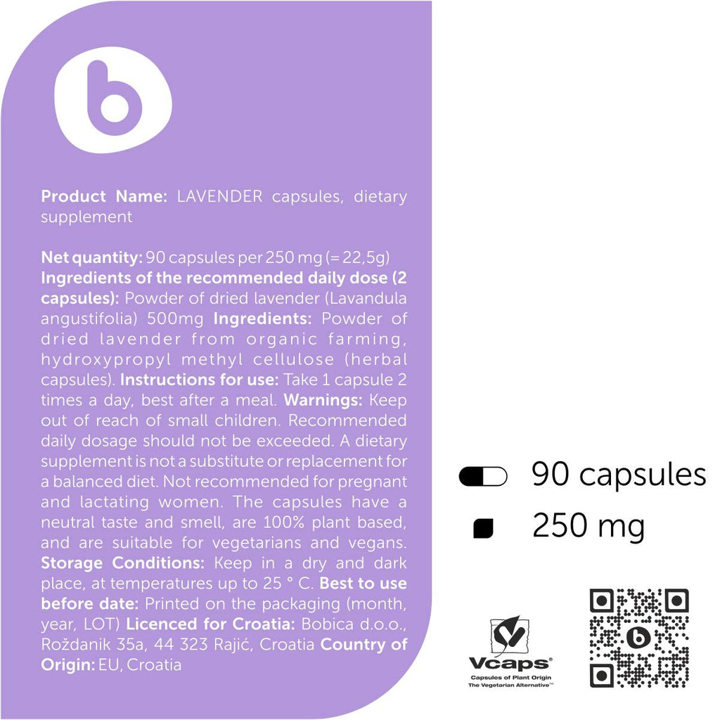 90 capsules of organic lavender