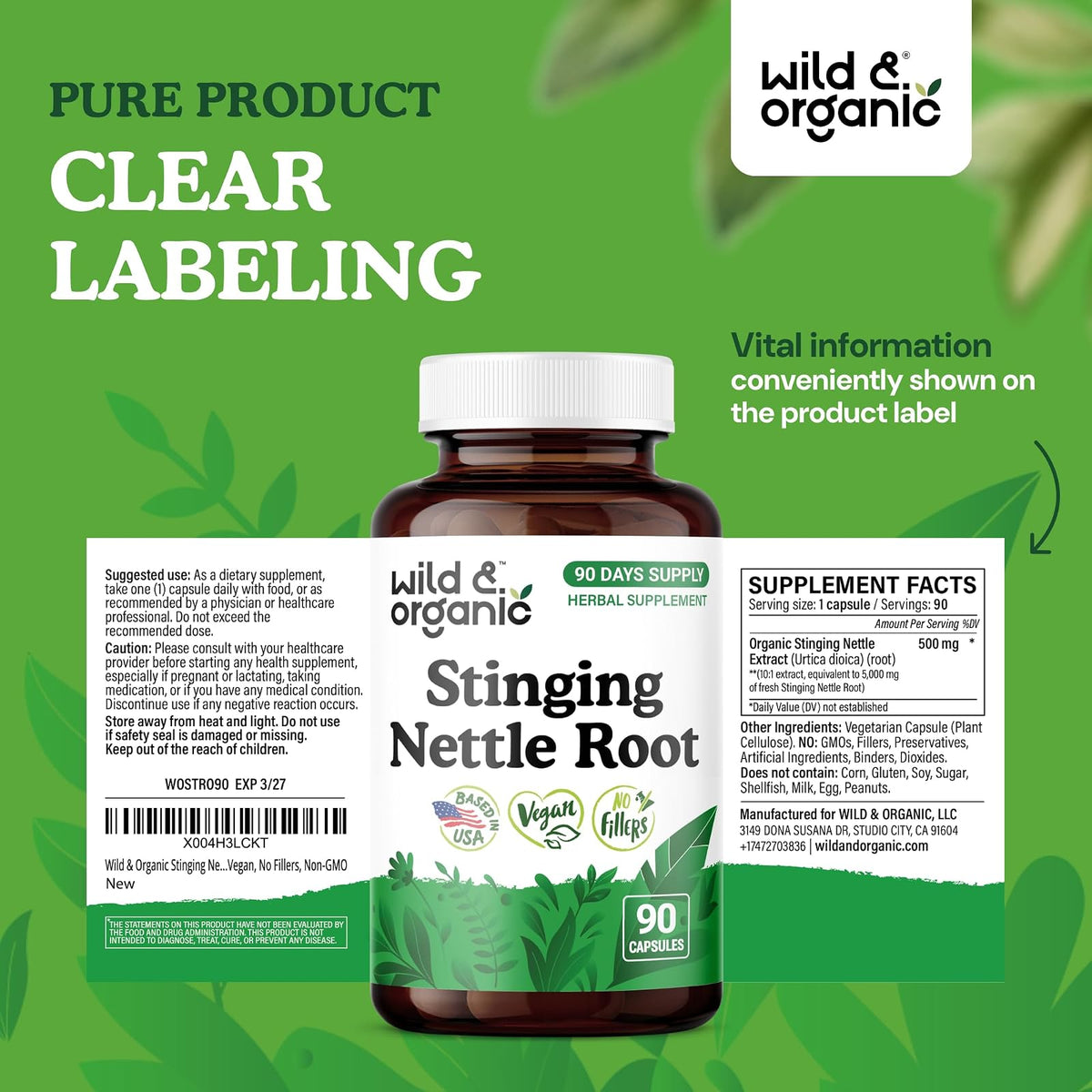 90 capsules of organic nettle