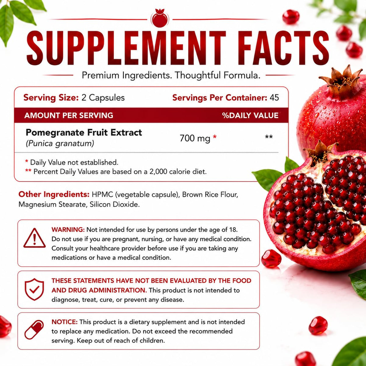 90 capsules of organic pomegranate