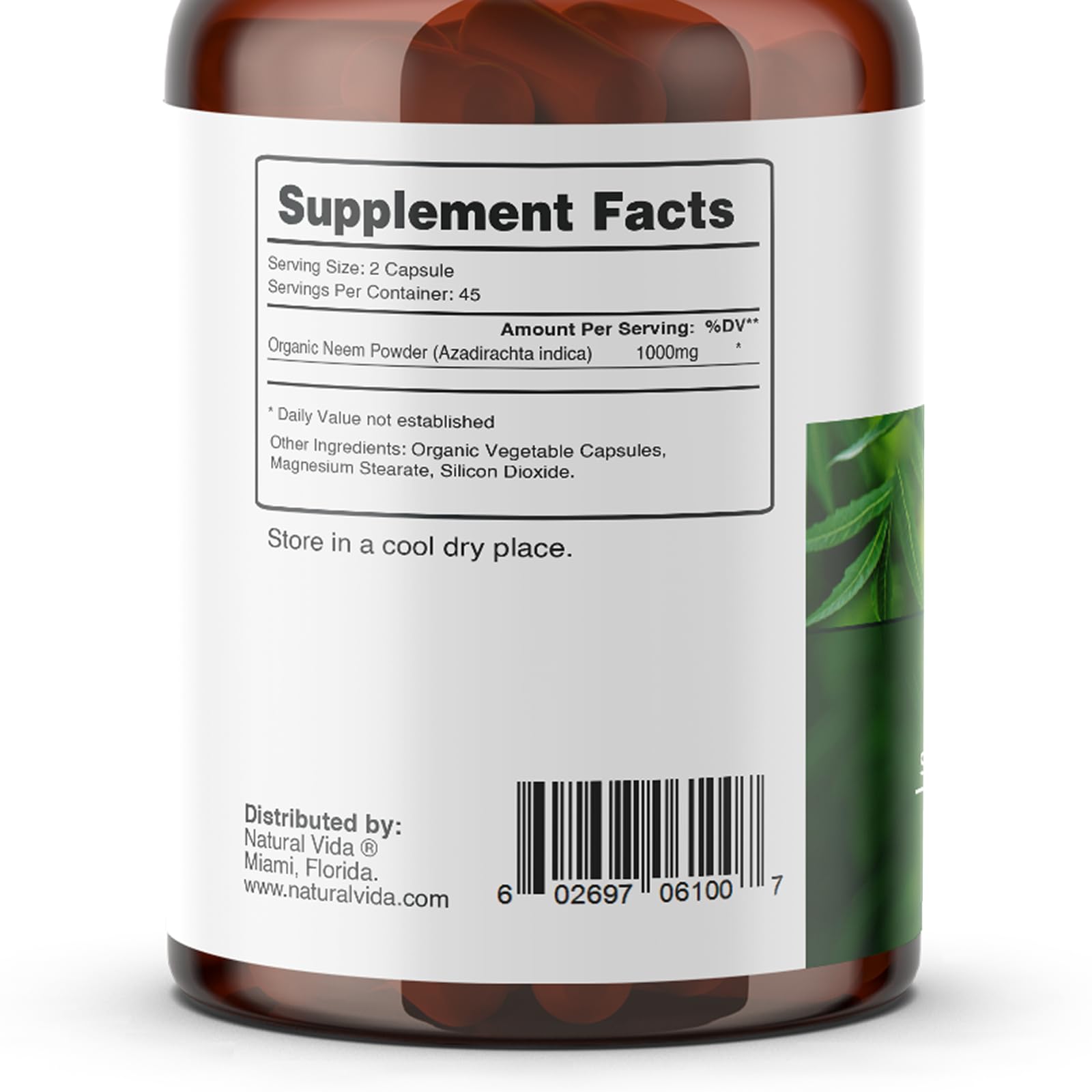 90 capsules of pure neem extract