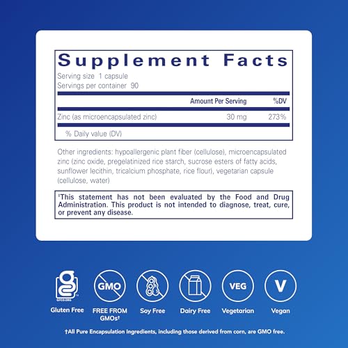 90 capsules of pure zinc supplement