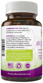 90 capsules of PURELY beneficial Resveratrol