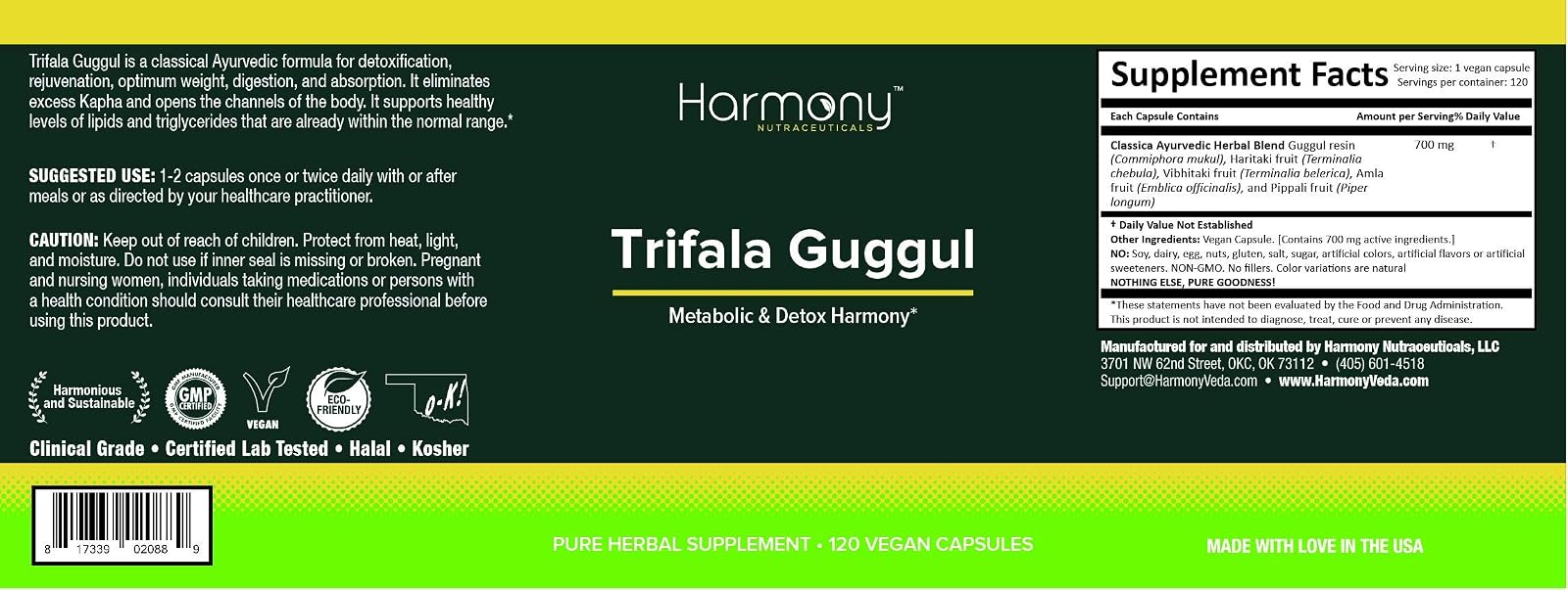 90 capsules of Trifala Guggul for wellness