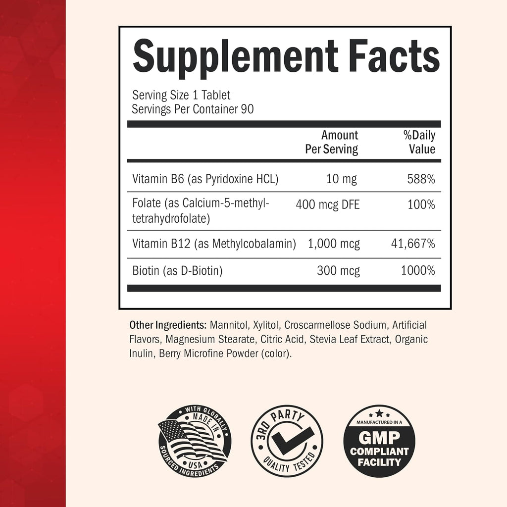 90 count B12 tablets for energy