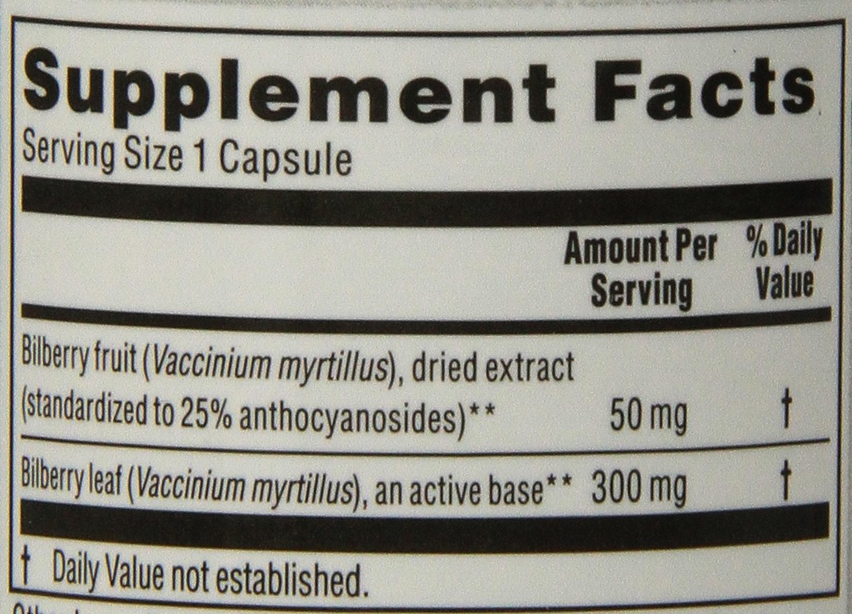 90 count Bilberry capsules for daily use