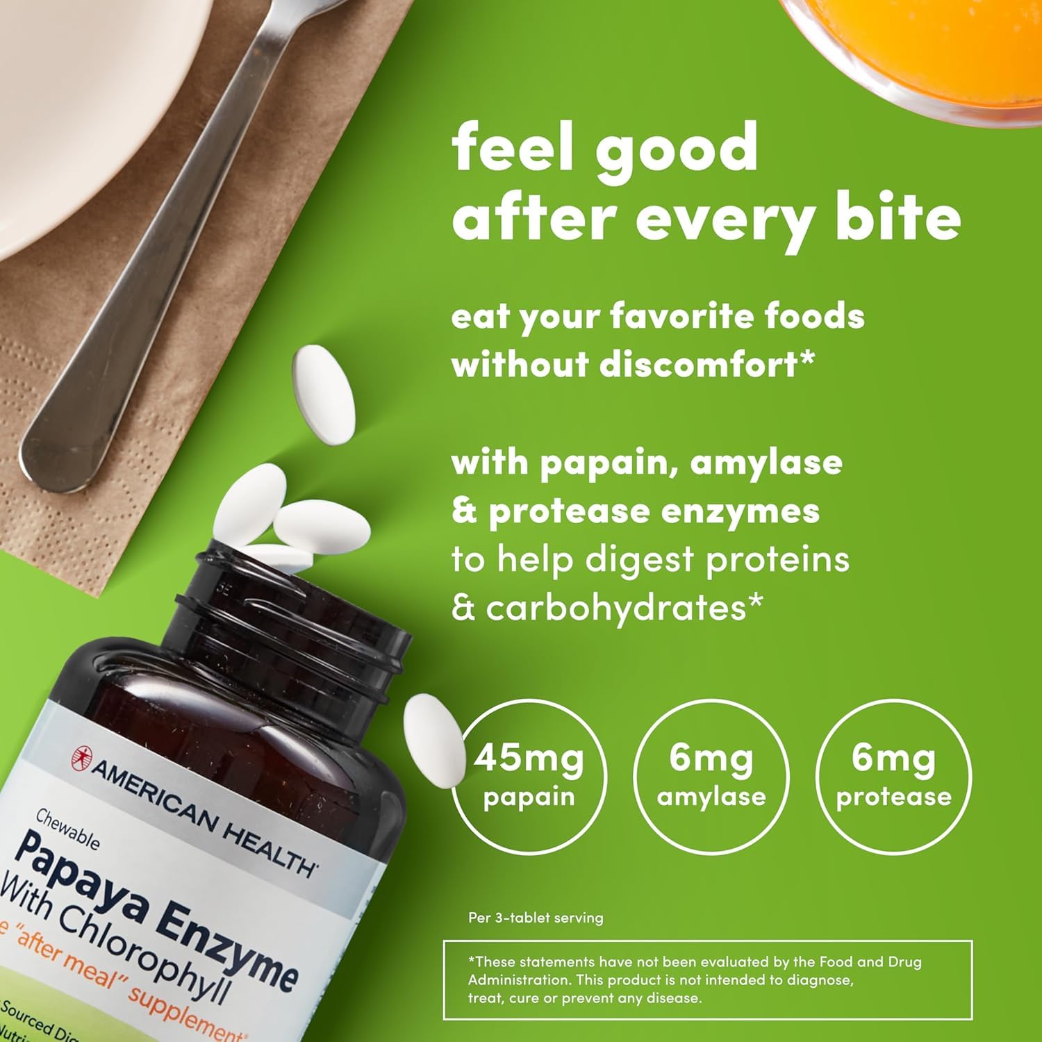 90 count chewable digestive enzyme tablets