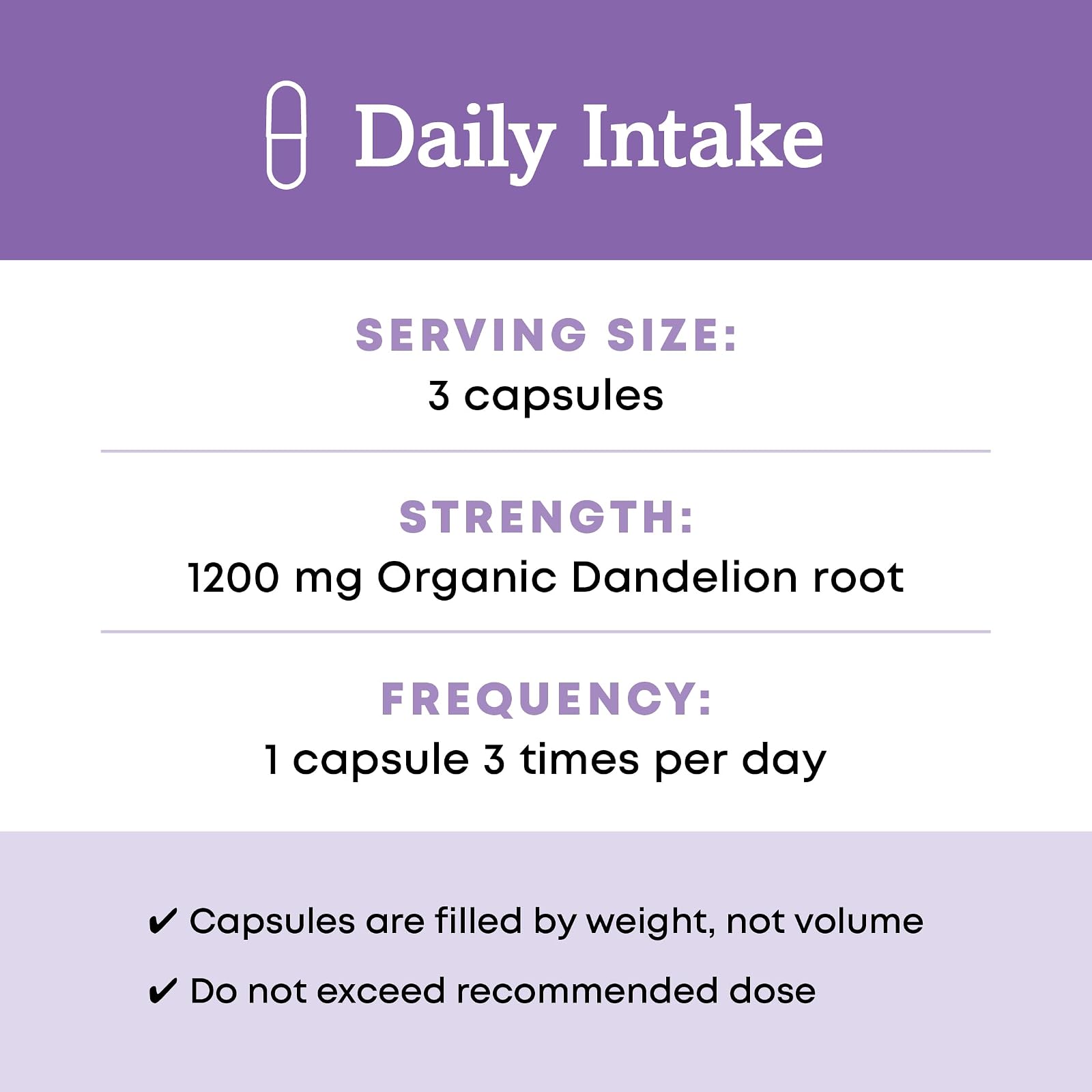 90 count dandelion root capsules