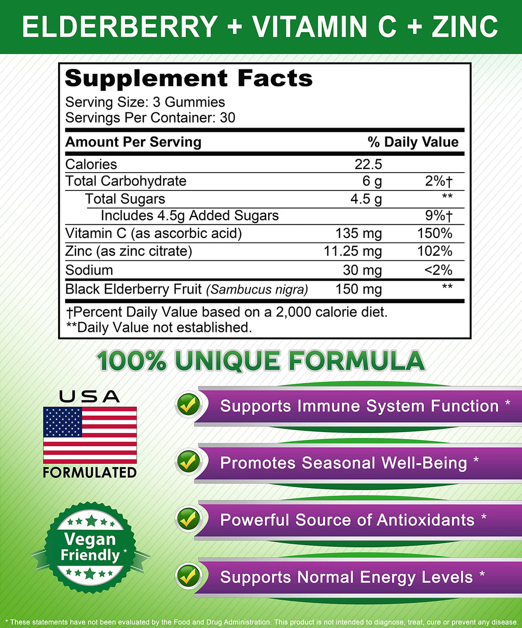 90 count elderberry gummies for health