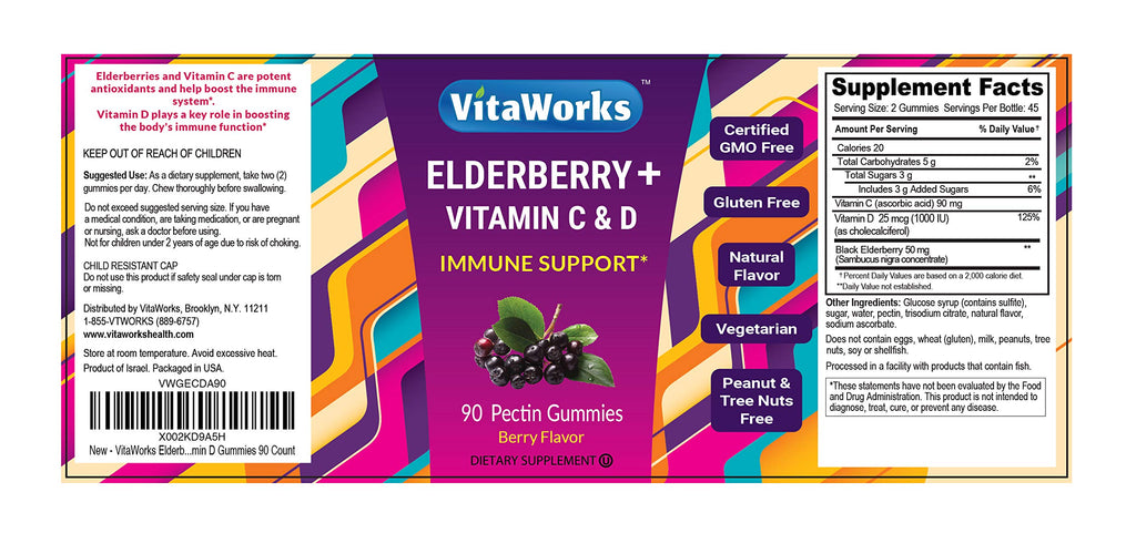 90 count elderberry gummies for health