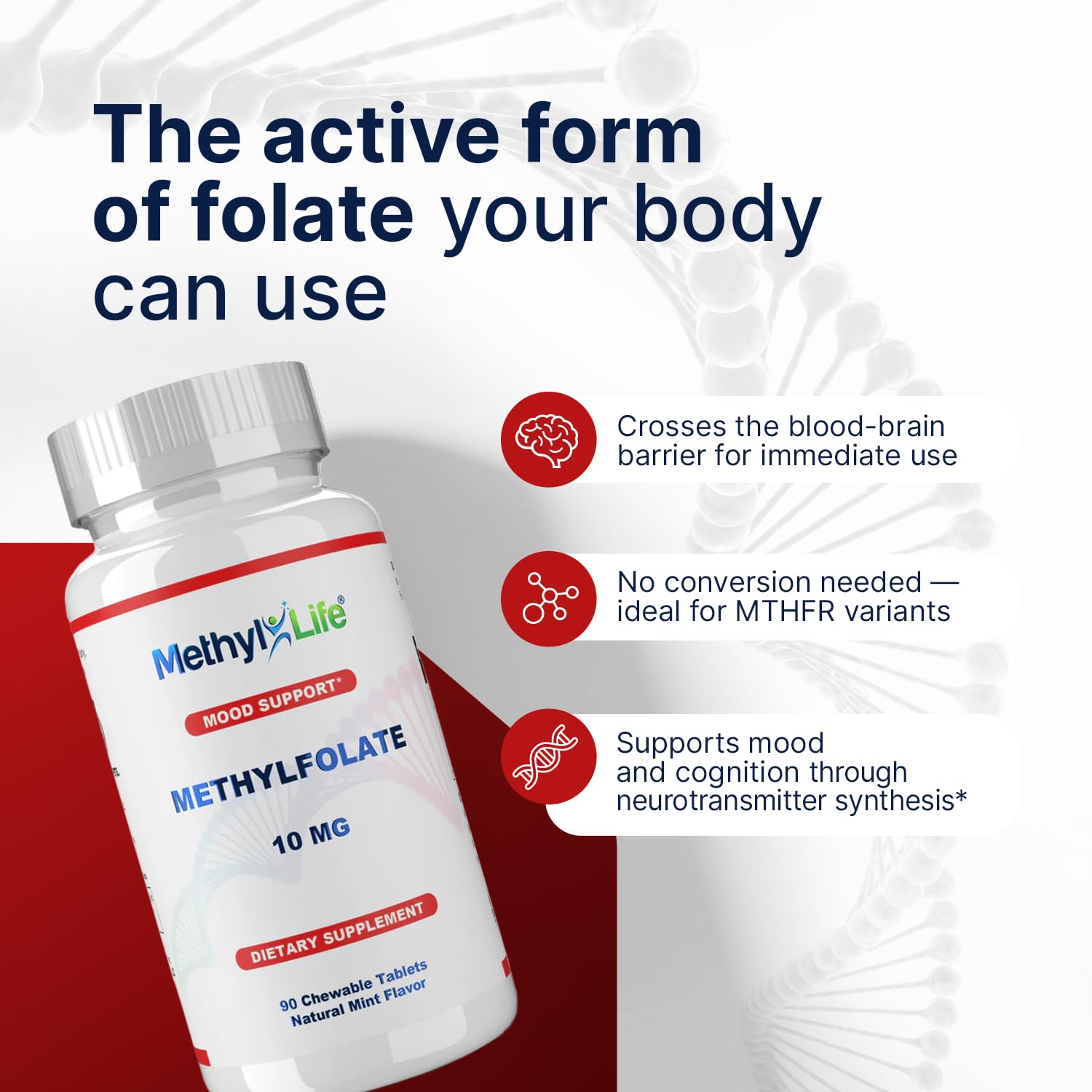 90 count L-Methylfolate for daily use