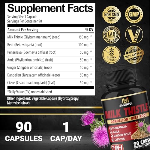 90 count milk thistle supplement bottle