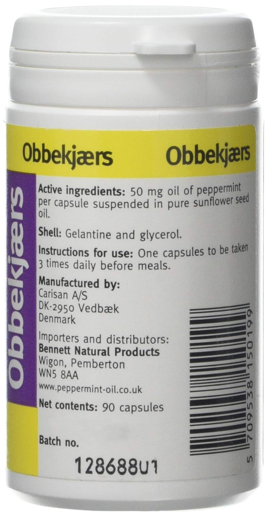 90 count peppermint capsules for relief