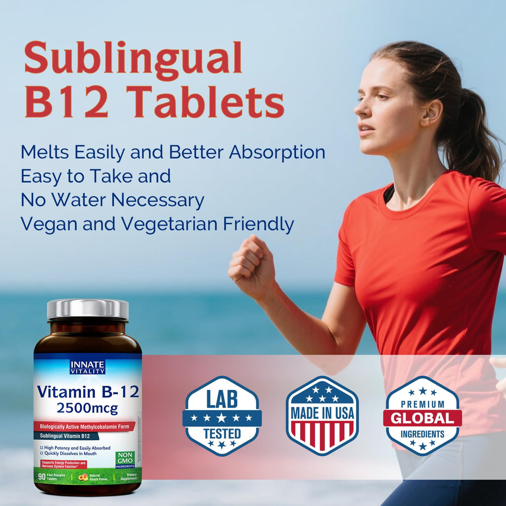 90 count vitamin B12 tablets for vitality