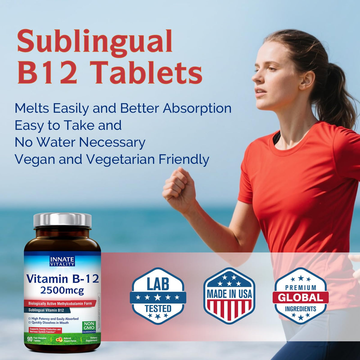 90 count vitamin B12 tablets for vitality