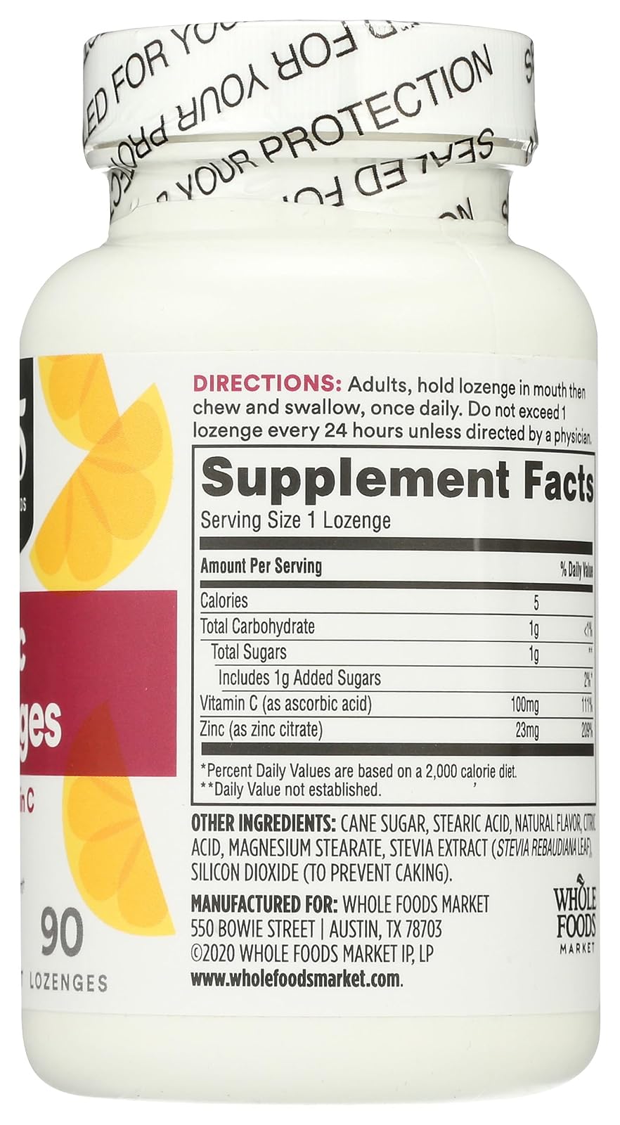 90 count zinc lozenges pack