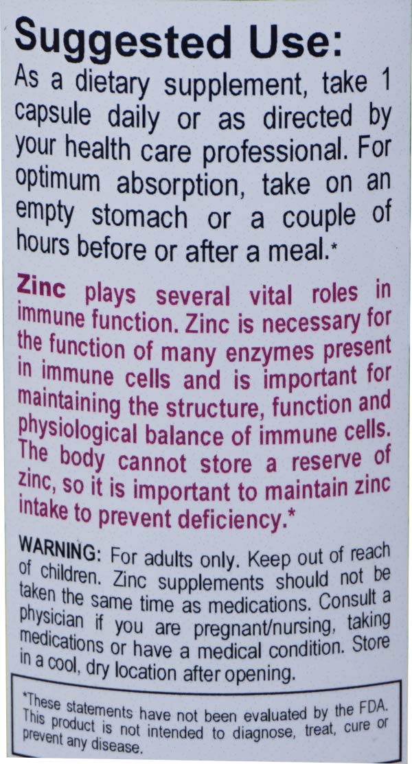 90 count zinc supplement bottle