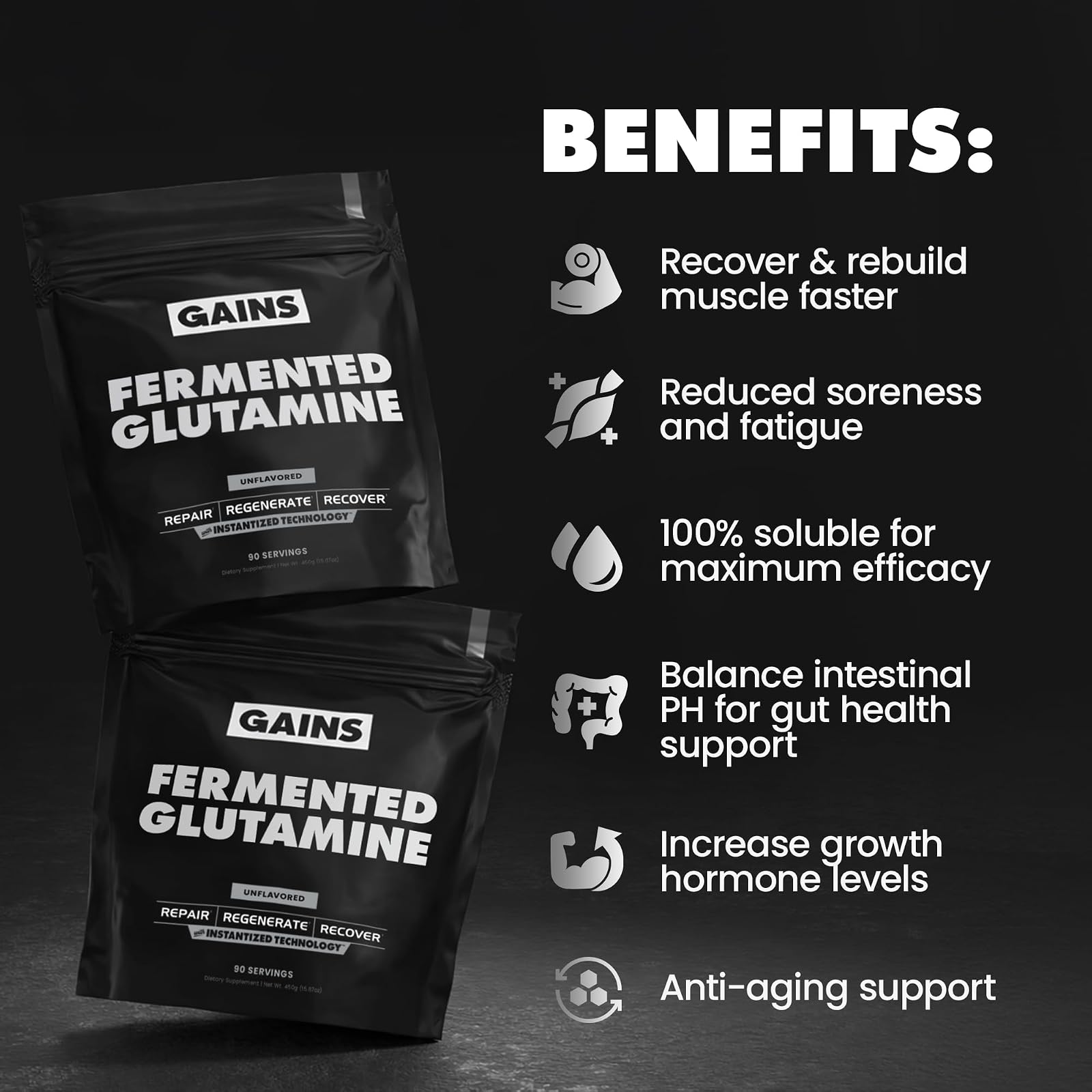 90 servings of pure l-glutamine