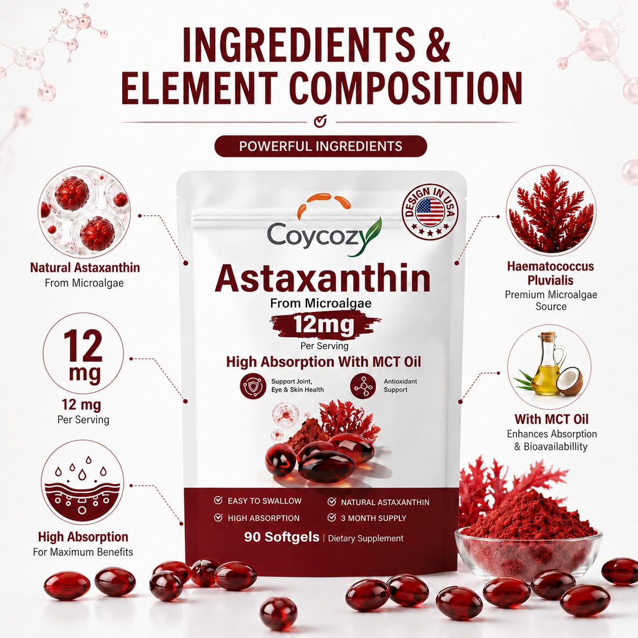 90 softgels of Astaxanthin for longevity