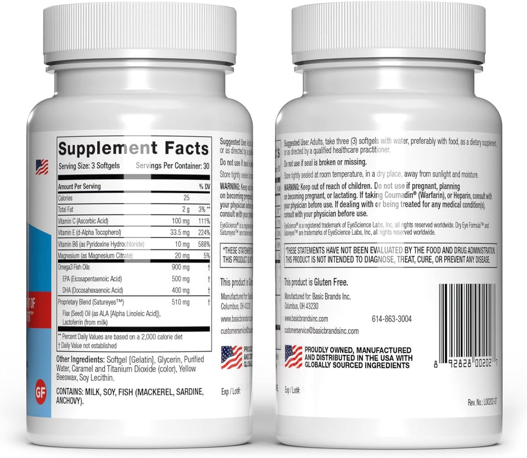 90 softgels of EyeScience vitamin E formula