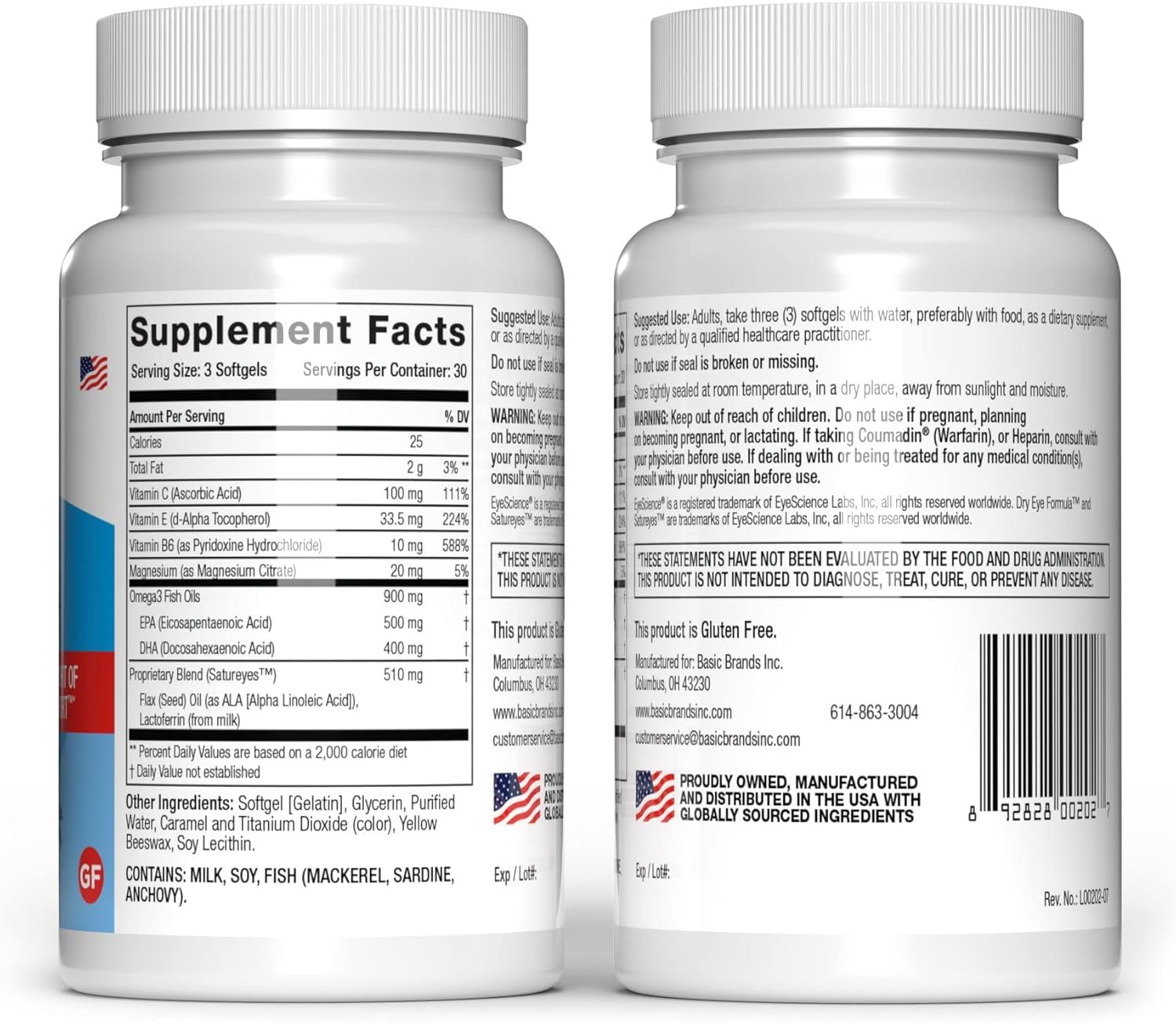 90 softgels of EyeScience vitamin E formula