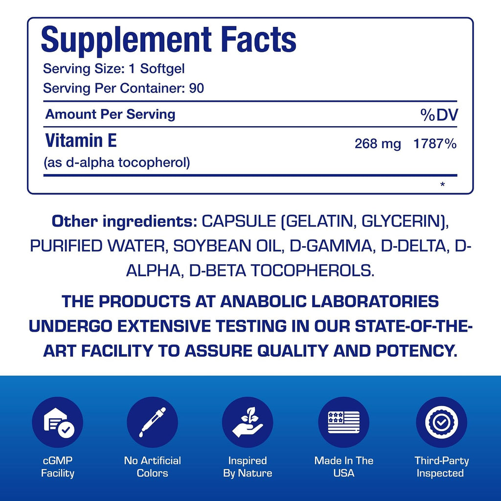 90 softgels of Vitamin E for immune function