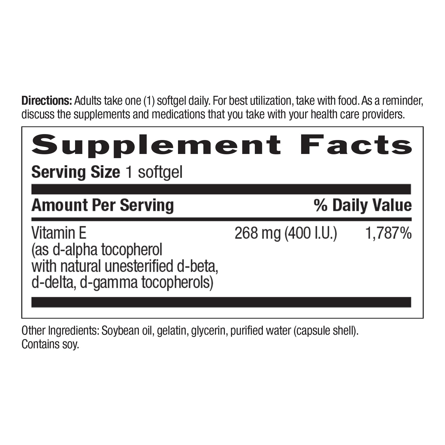 90 softgels vitamin e supplement