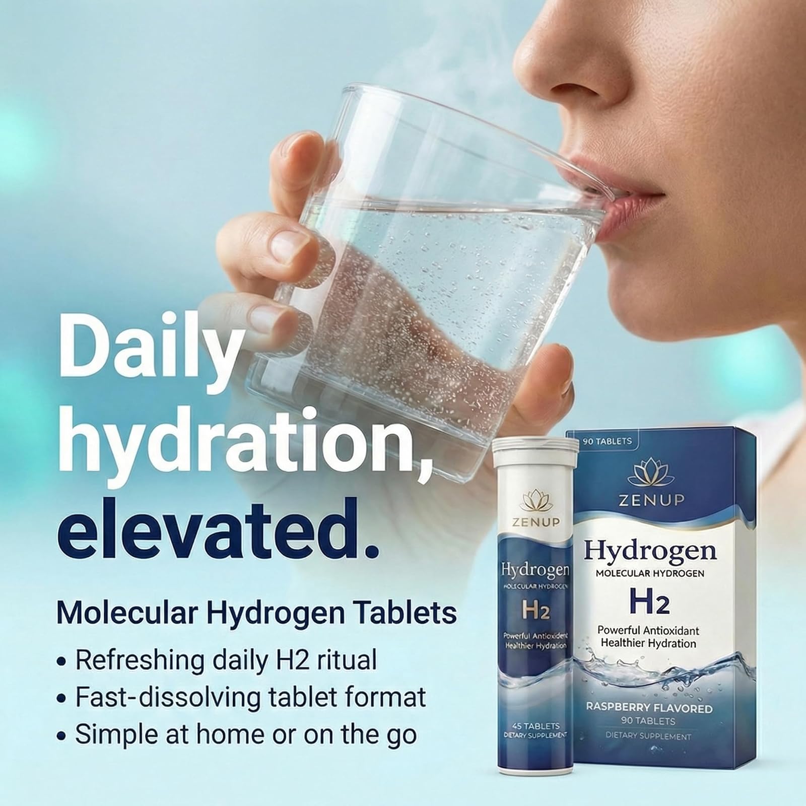 90 tablets of hydrogen-infused wellness