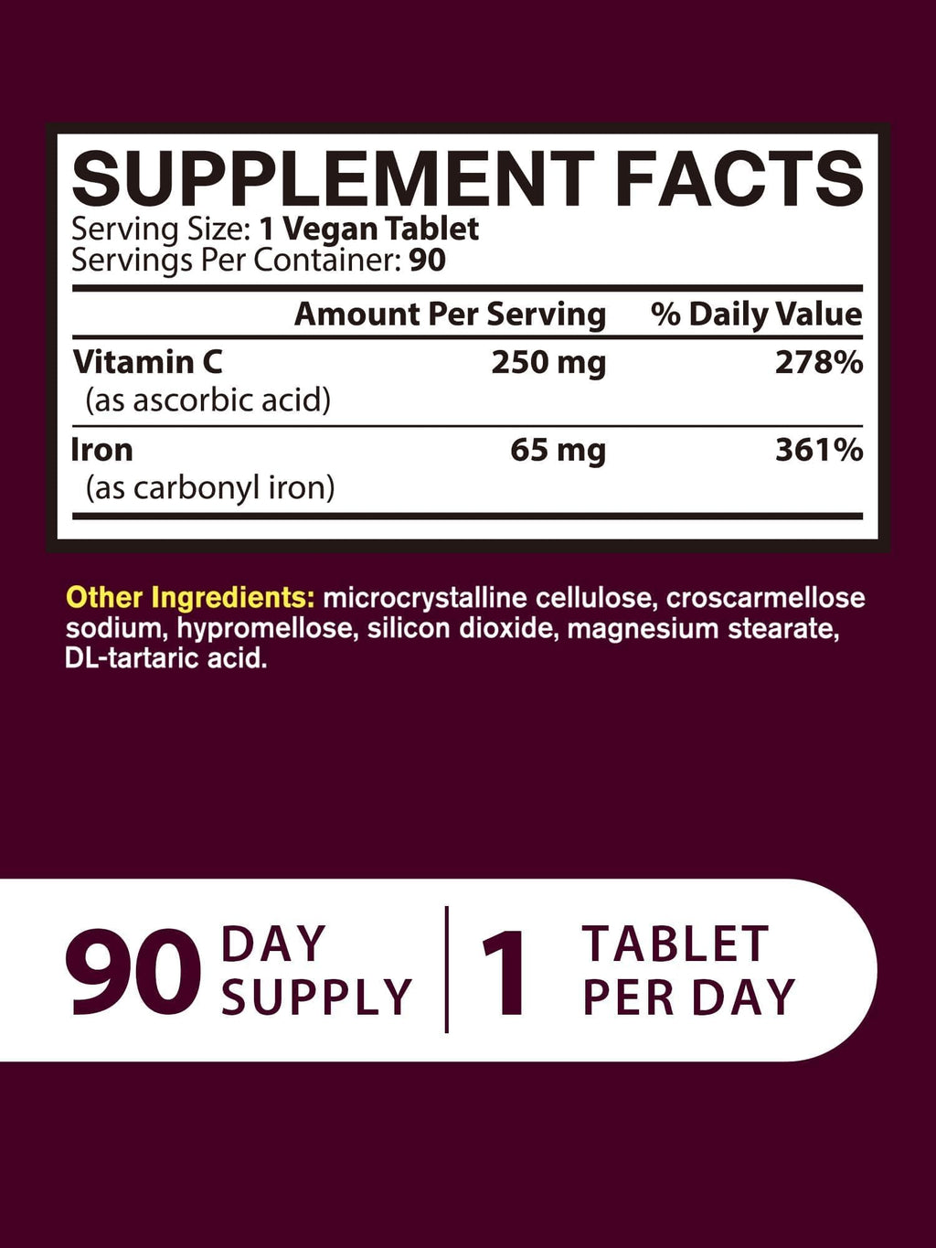 90 tablets of iron for long-lasting supply