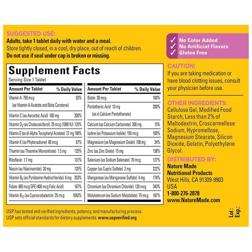 90 tablets of multivitamin for women
