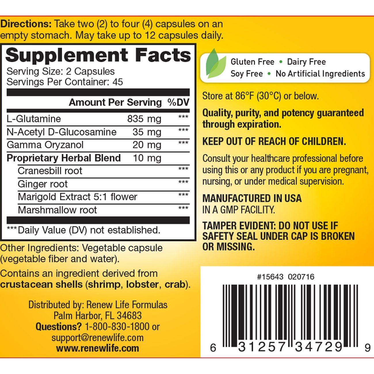 90 vegetable capsules for gut health