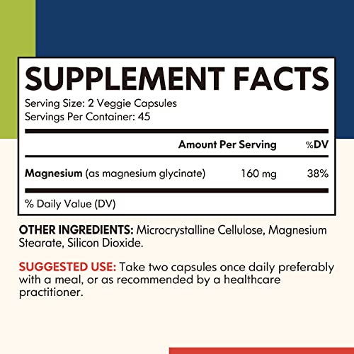 90 veggie capsules of magnesium glycinate