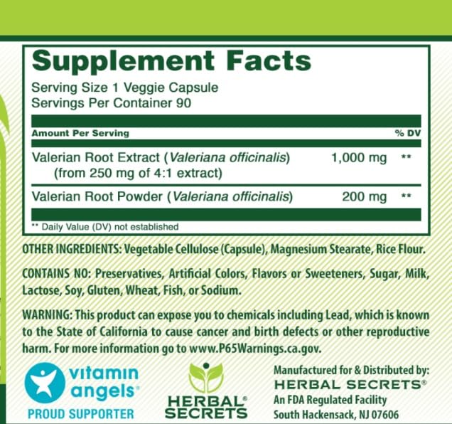 90 veggie capsules of valerian