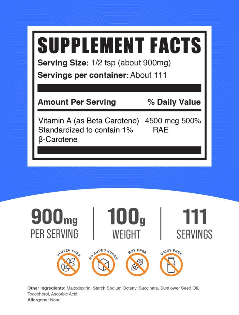 900 mg Beta Carotene for healthy vision