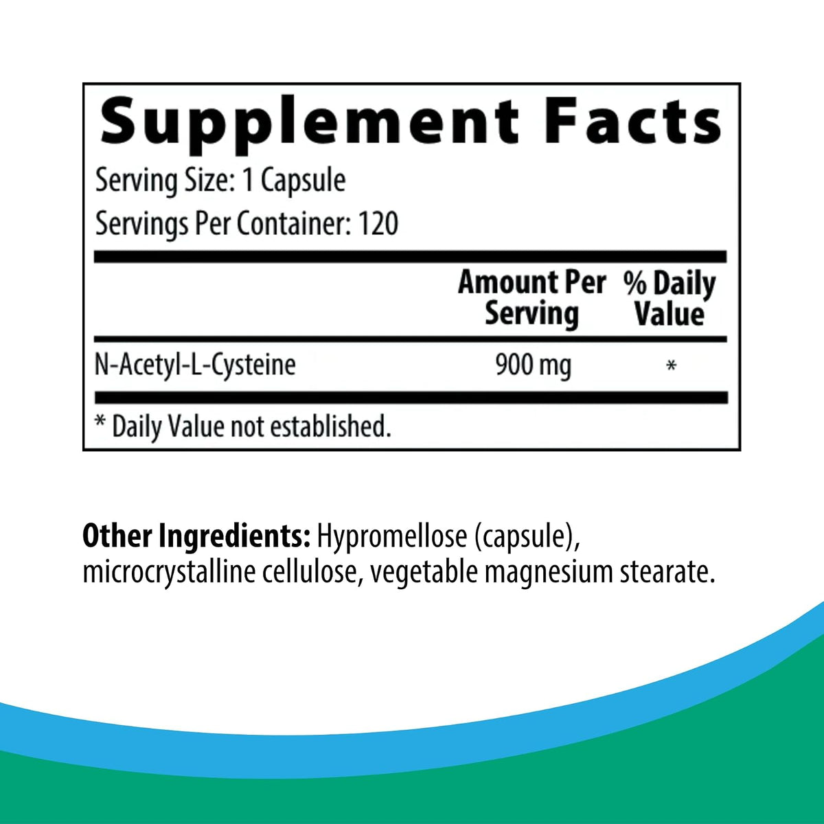 900 mg N-Acetyl Cysteine supplement