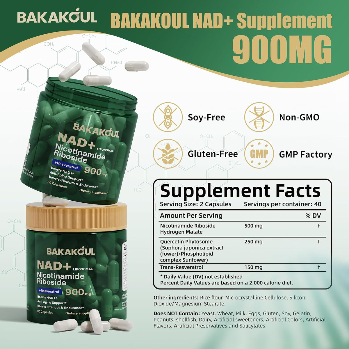900 mg NAD+ capsules for vitality