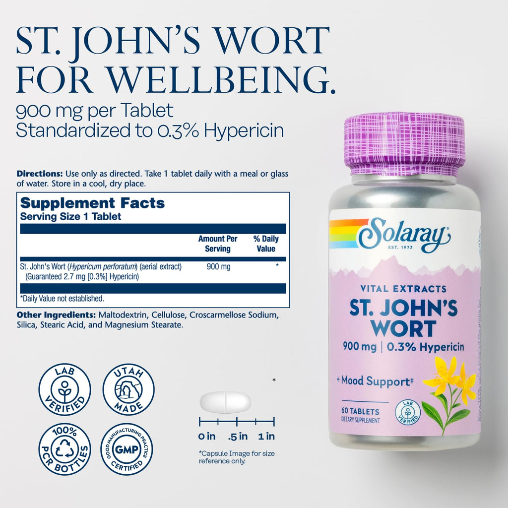 900 mg St. John's Wort tablets for wellness