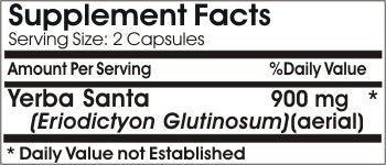 900 mg Yerba Santa capsules for wellness