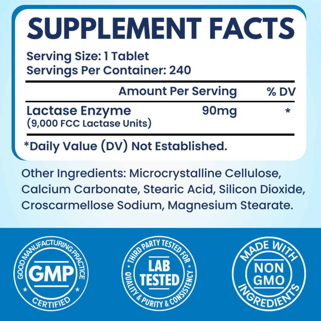 9000 FCC units lactase supplement
