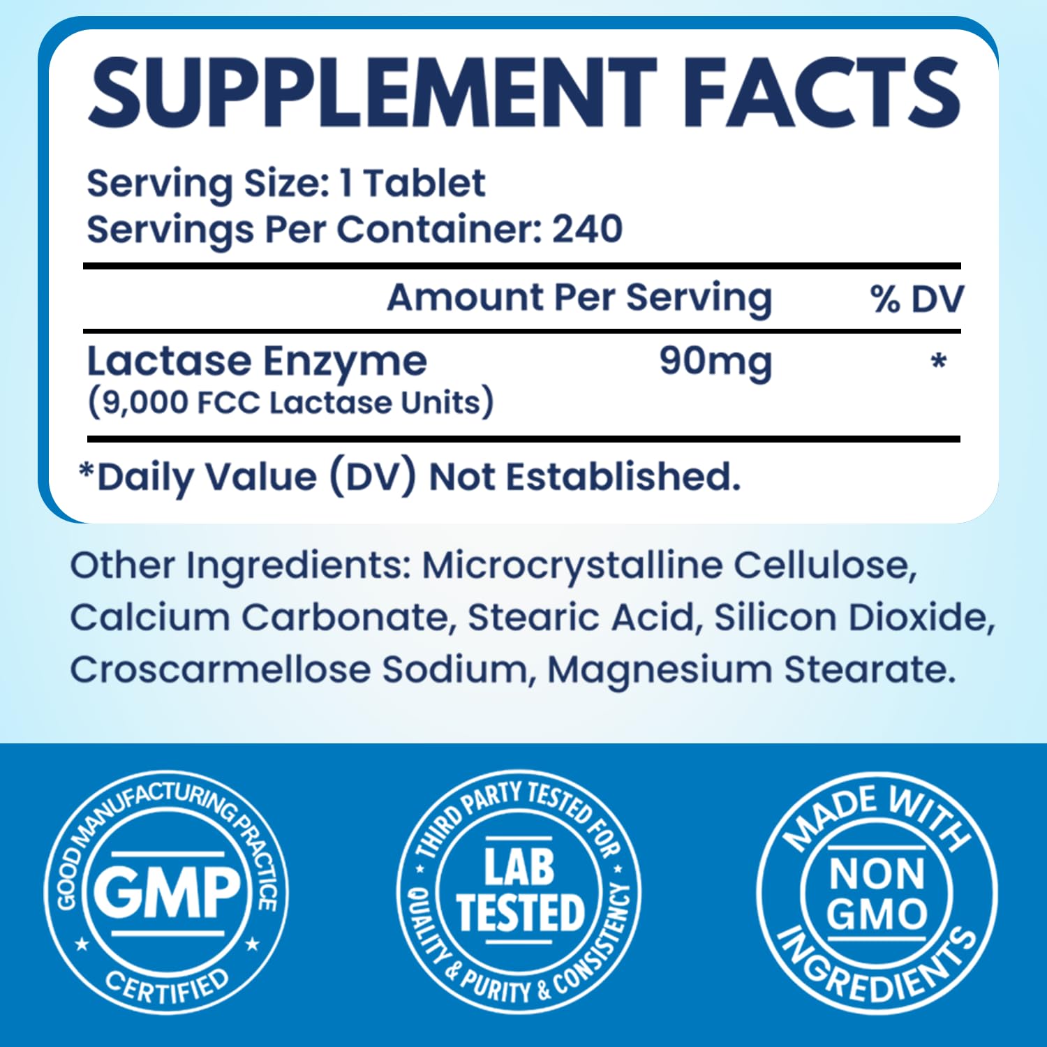 9000 FCC units lactase supplement