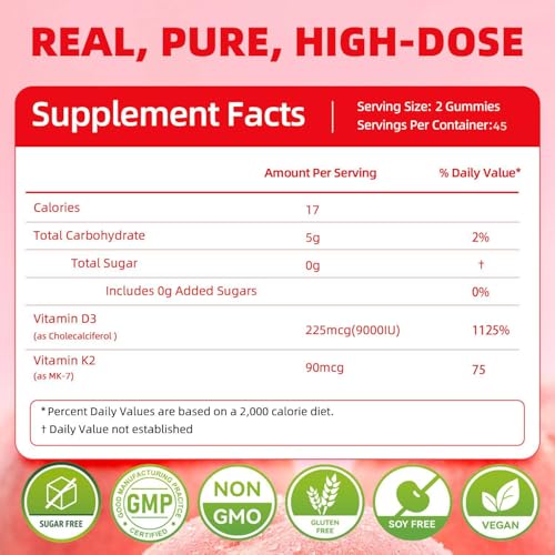 9000 IU vitamin D3 K2 supplement